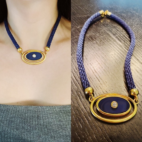 Vintage | Jewelry | Vintage 8s Navy Blue Rope Necklace | Poshmark